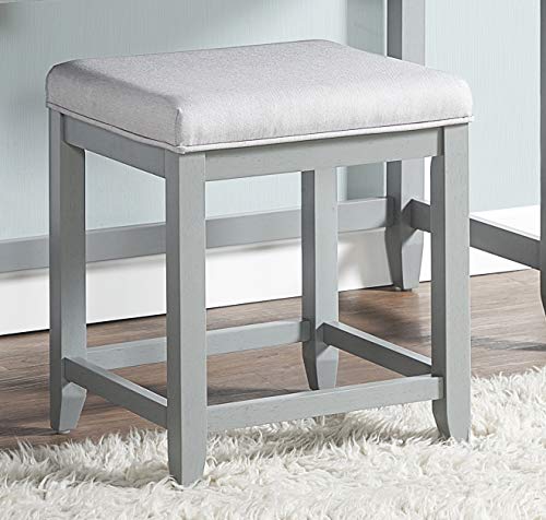 Crosley Furniture Vista Makeup Vanity Chair with Upholstered Seat, Vintage Gray
