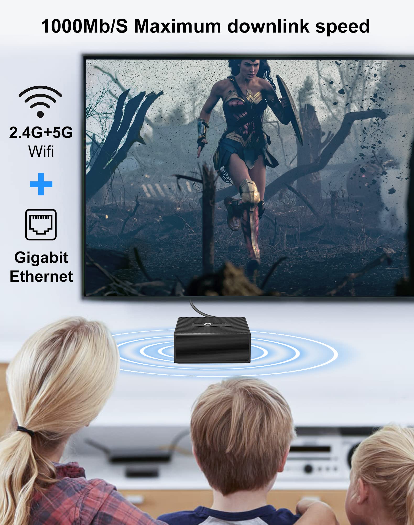 AWOW Mini PC, Intel Celeron Quad-Core J4105 8GB LPDDR4 128GB SSD Micro PC,Dual Gigabit Ethernet, 2X HDMI, 5X USB3.0, 2.4G+5G WiFi, Bluetooth BT4.2, Mini Desktop Computer