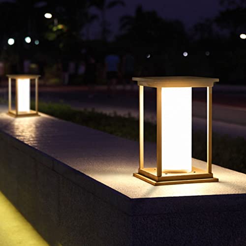 CZLZY Modern Simple Aluminum Square Column Light Solar LED Pillar Lamp Outdoor Post Light Fixtures Waterproof IP65 Courtyard Gate Fence Landscape Light Deck Bollard Light