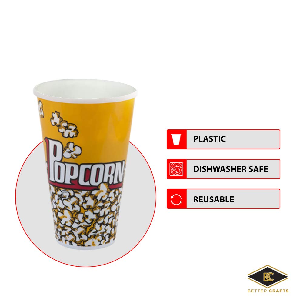Better crafts Set of 6 Yellow popcorn bowl tubs. 7 x 4.5 inches. Perfect for having a movie night at home, parties, and more!