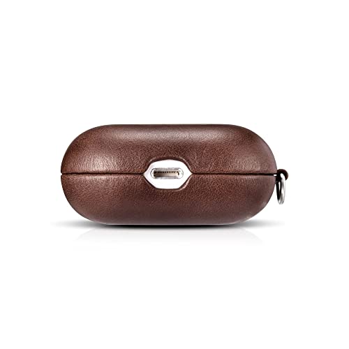 BlackBrook Airpods 3 Case, Hudson Detachable Premium Genuine Leather Protective Hard Case Cover with Fastener Clip and Attachment for Apple AirPods 3 (Brown)