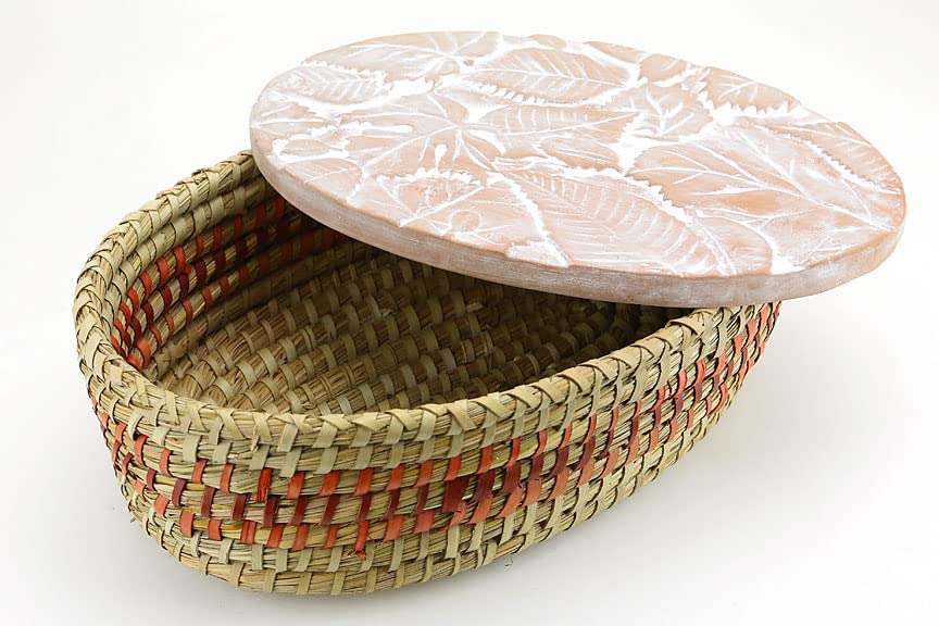 Better World Bio Bread Basket with Terracotta Warmer, Bread Basket, Bread Basket for Serving, Nature-Inspired Falling Leaves Design, Sized 12.5" w x 8.5" d x 3.5" h