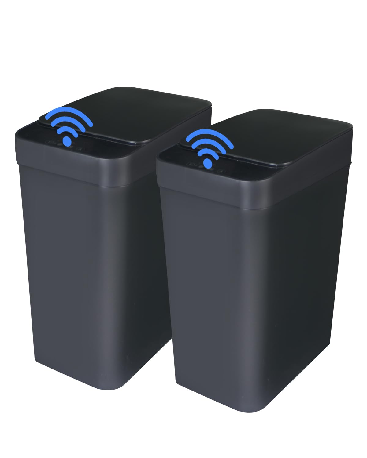 TemphytBong Small Slim Bathroom Trash Can with Lid Automatic Touchless Garbage Can 2.5 Gallon Narrow Covered Motion Sensor Trash Can for Bathroom Living Room Bedroom Office Toilet Black(2 Pack)