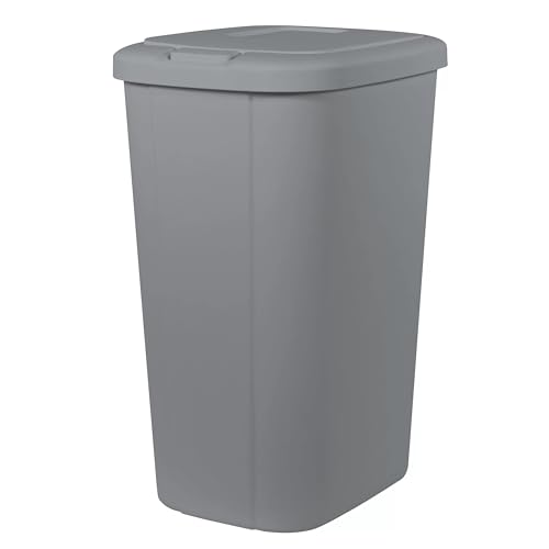 BMHSN 13.3 Gallon Trash Can, Plastic Touch Top Kitchen Trash Can, Grey