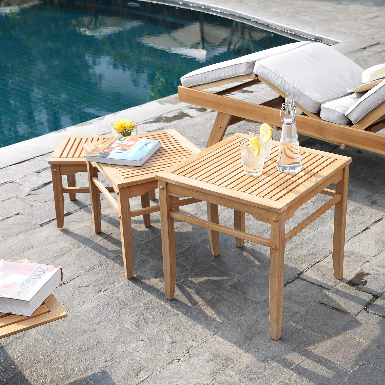 Cambridge Casual Arie Nesting Side Table, Teak Wood/Natural Teak
