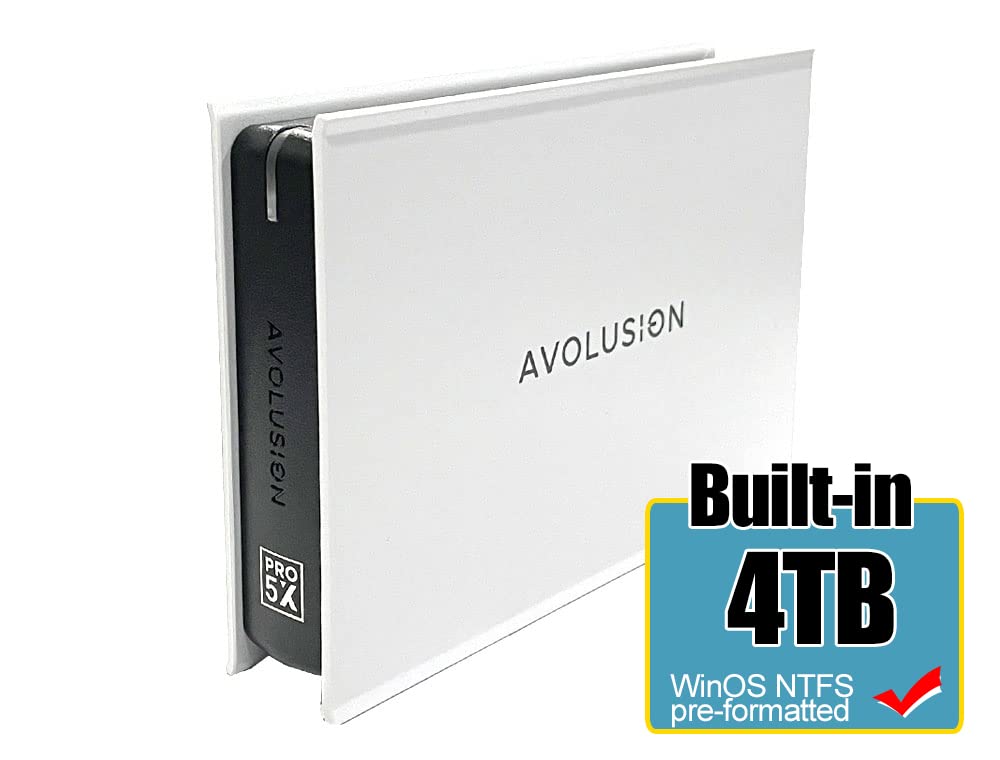 Avolusion Mini Pro-5X 4TB USB 3.0 Portable External Hard Drive - White (Windows OS NTFS Pre-Formatted) - 2 Year Warranty