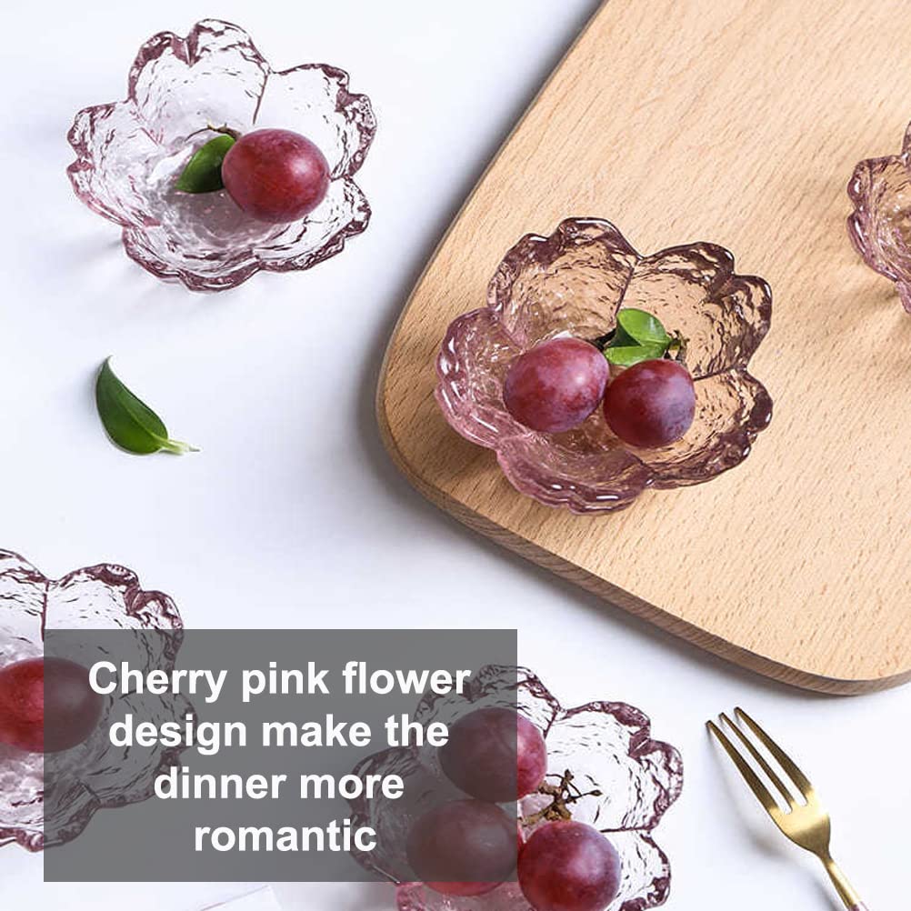 Bettli Glass Bowls Set Cute Sakura Shaped Dish for Snack ice cream Soy Sauce Pack of 8 Pink