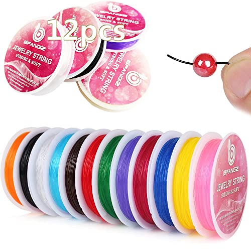 Bracelet String,BFANGZ 12 Pcs Colorful Elastic String Cord Rope for Jewelry Bracelet Necklace Crafts Beads Making(0.8MM 120M)