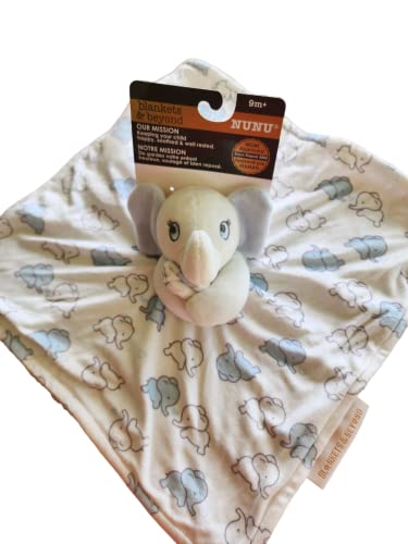 Blankets and Beyond Unisex Nunu Baby Security Blanket, | 9M | 14" x 14" (Blue Baby Elephant)