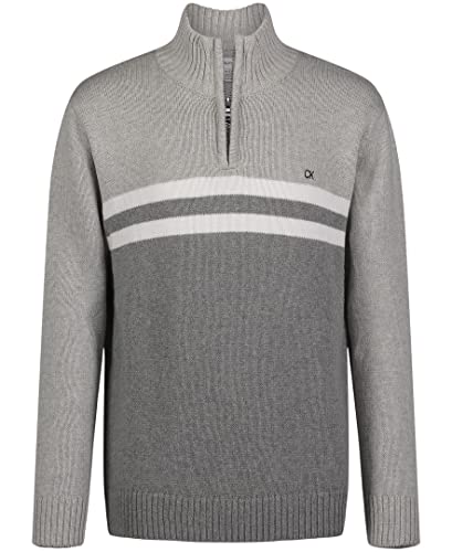Calvin Klein Boys' Half Zip Pullover Sweater, Ribbed Neckline & Logo Detailing, Grey Heather, 8 Husky