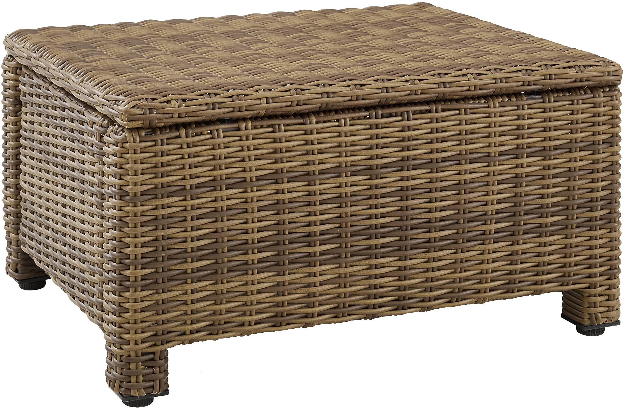 Crosley Furniture Bradenton Wicker Outdoor Ottoman Foot Rest for Patio, Deck, Porch, Brown with Gray Cushions