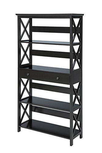 Convenience Concepts Oxford 5 Tier Bookcase with Drawer, Black