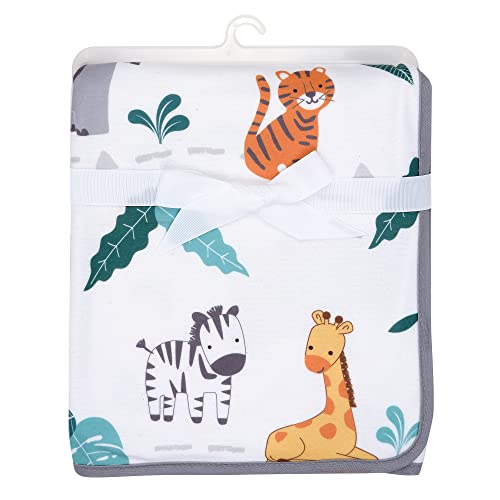 Bedtime Originals Mighty Jungle Animals White Fleece Baby Blanket (283034P)