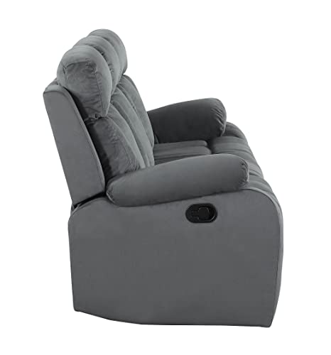 Blackjack Furniture Elton Microfiber Reclining Modern Living Room Loveseat, Sofa, Gray