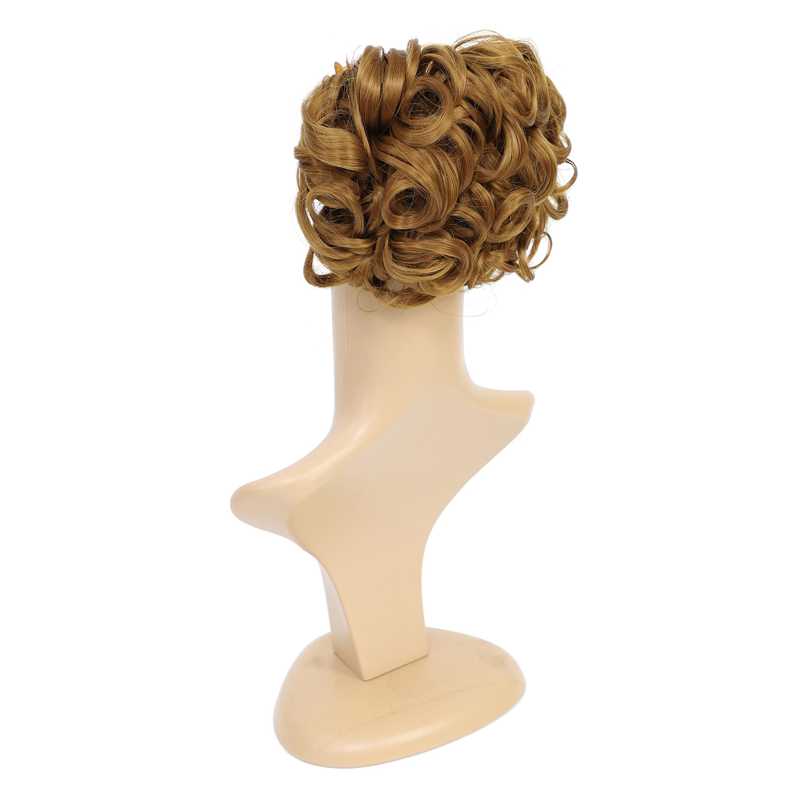 SWACC Short Messy Curly Dish Hair Bun Extension Easy Stretch hair Combs Clip in Ponytail Extension Scrunchie Chignon Tray Ponytail Hairpieces (Strawberry Blonde-27#)