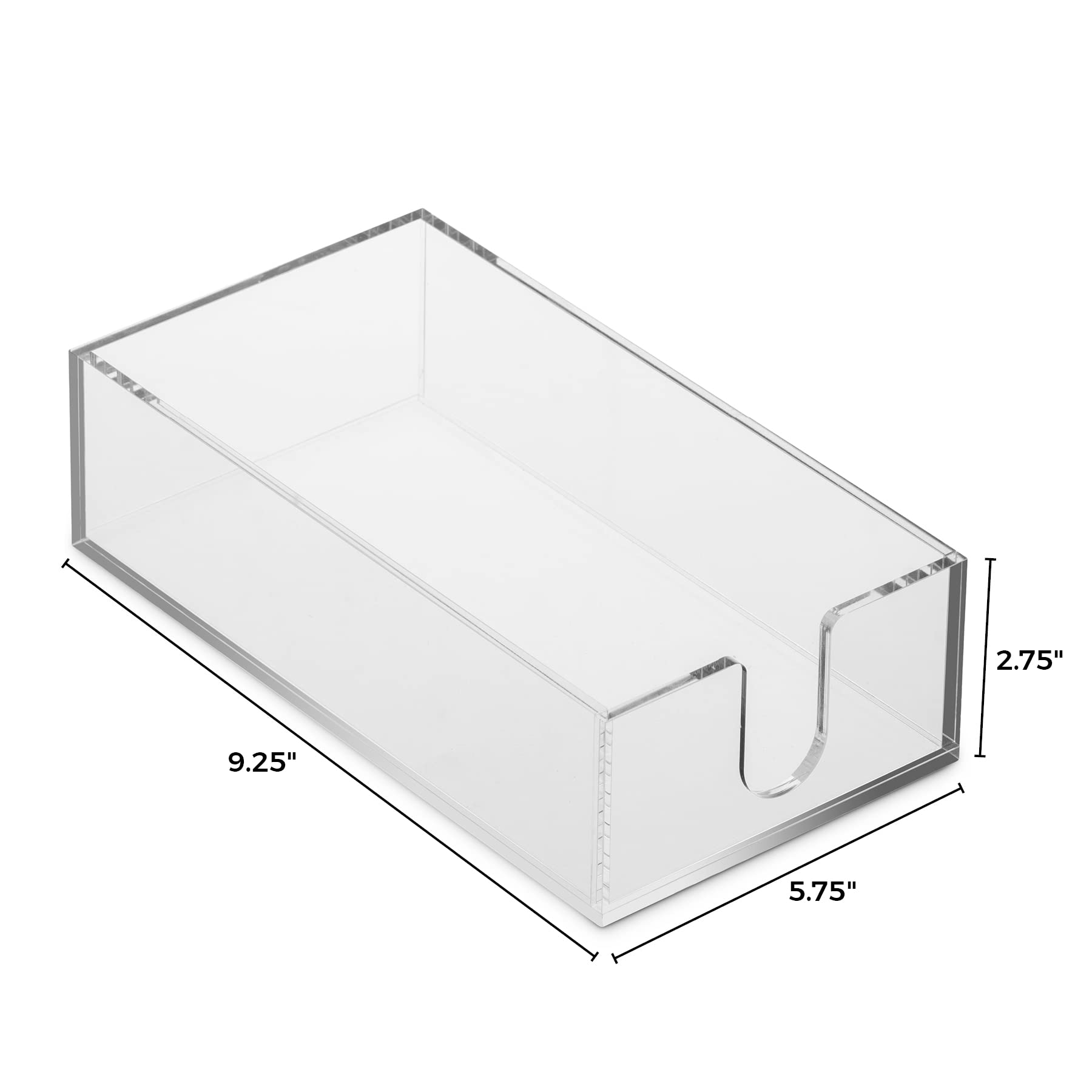 BloominGoods Guest Towel Napkin Holder For Bathroom Or Kitchen - Clear Acrylic Hand Towel Storage Tray - Classic Rectangle Napkin Holder For Table, Dining table.