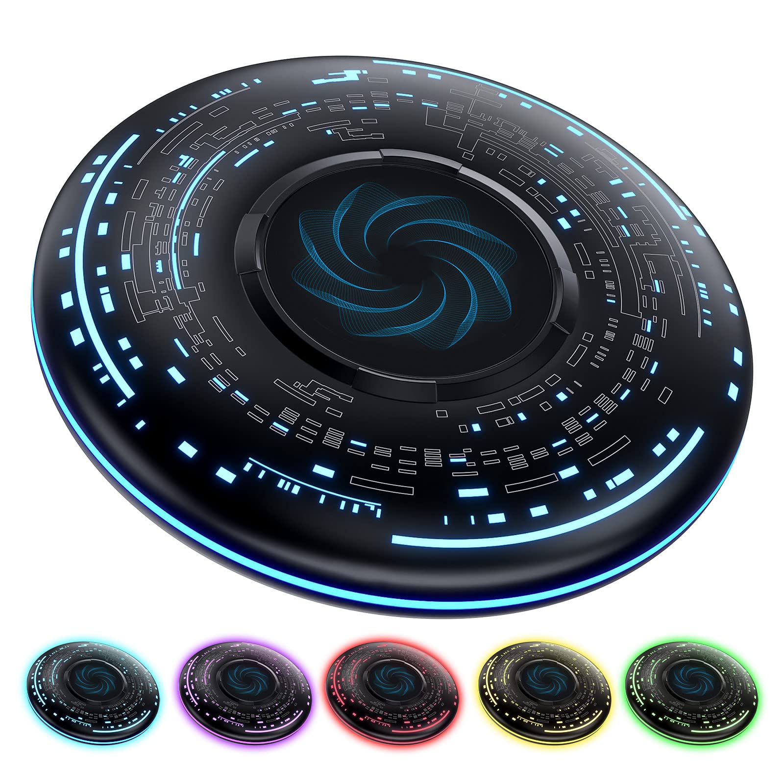 BNING Mouse Mover Device, RGB Breathing Light Mouse Jiggler Undetectable Mouse Shaker Simulator for Computer Laptop Awakening, Include USB C to USB Adapter & Charger (Black Vortex)