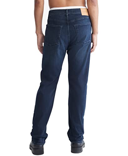 Calvin Klein Men's Straight Fit Jeans, Boston Blue BLA, 36W x 32L