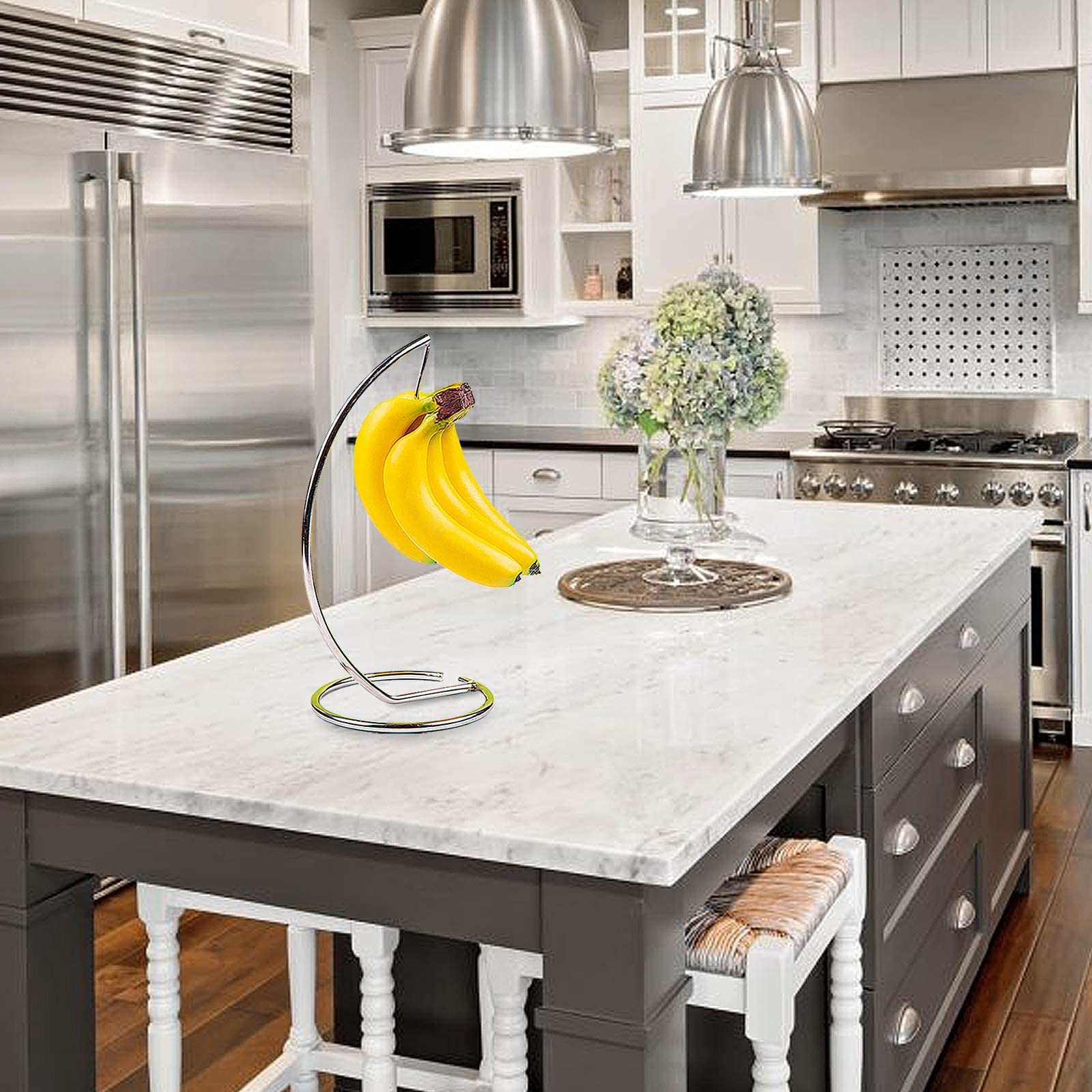 Banana Tree Hanger, Stainless Steel Banana Hanging Bracket Wire Banana Tree Stand,Fruit Bowl For Kitchen Counter, Keep All Your Bananas Fresh