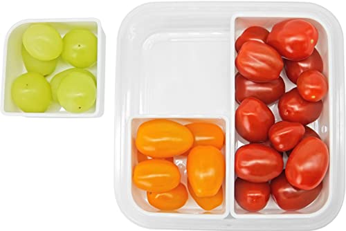 carrotez Food Storage Containers, 3 Compartment Portion Control Container, Snack Container for Adults, Microwave safe, BPA Free, Reusable, 2.4 Cup (570ml)