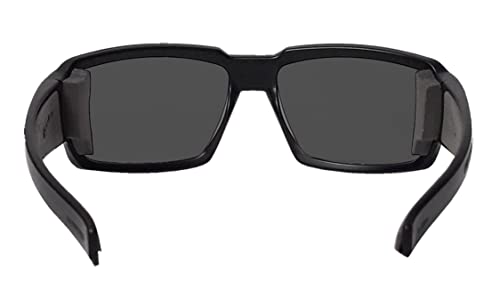 BOOGIE Bomb BG103 Floating Safety Sunglasses: Matte Black frame, Smoke PC Safety lens, Non-Slip Gray foam lining, ANSI Z87+ Compliant, UVA/UVB, Safe for Rugged Activity, Wet Conditions.