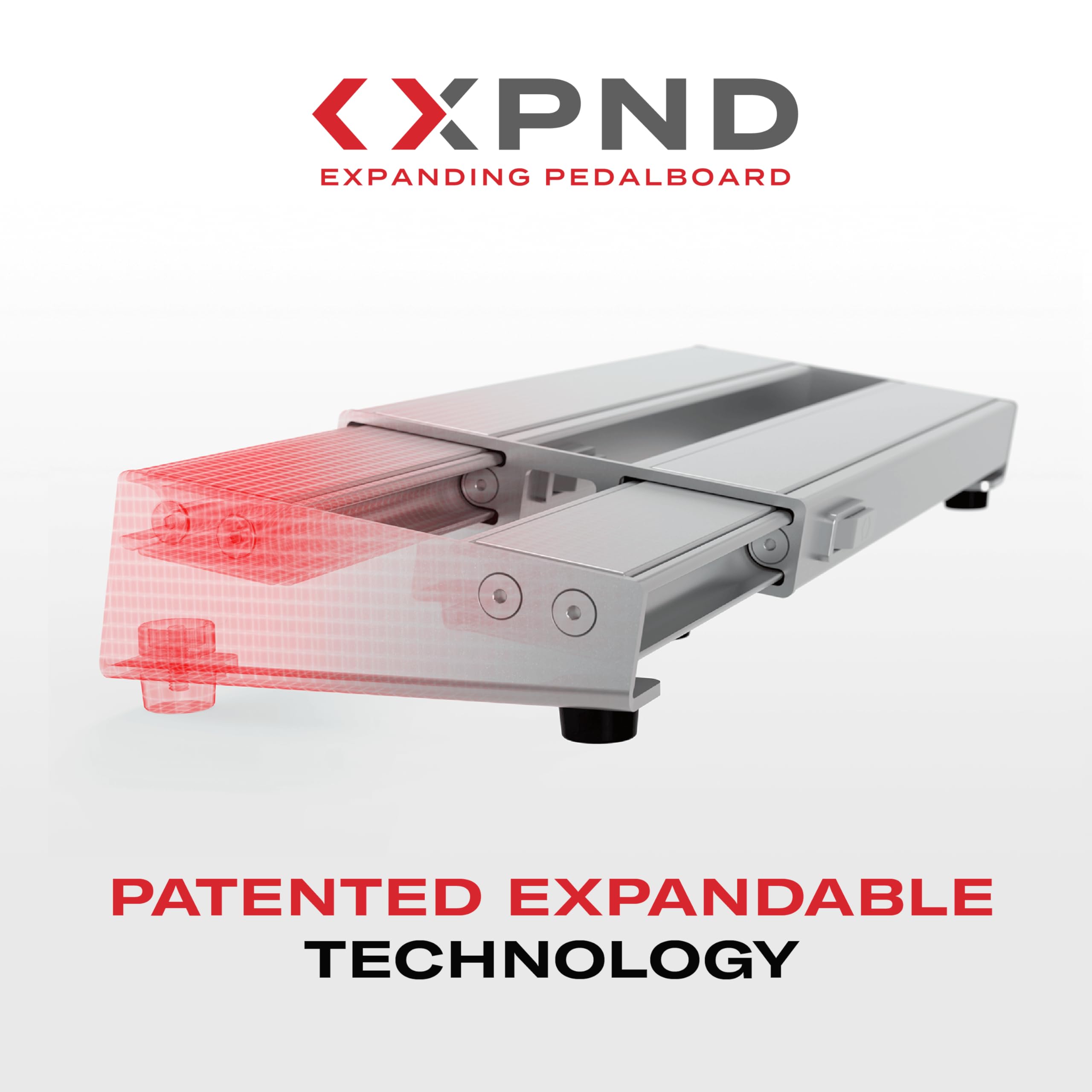 D'Addario Accessories XPND Pedal Board - Guitar Pedal Board that Expands - Pedal Boards for Guitars - 2 Rows, Lightweight, Durable Aluminum Pedalboard - Pre-Applied Loop Velcro for Swapping Pedals