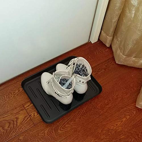 Boot Mat Tray for Floor Protection,3 Pack Black Shoe Tray,Boot Drying Mat w/Lip, Dirt Rug, Dog Water Mat & Litter Box ray,Garden Garage-Indoor Outdoor (Black)