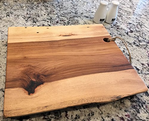 Black Walnut Ultra Large Gorgeous, Forest-to-Table Solid Double Live Edge Wood Charcuterie/Appetizer/Sushi/Dessert/Grazing Board/Serving Platter 100% USA Handcrafted. About 21 x 22 x 1.25