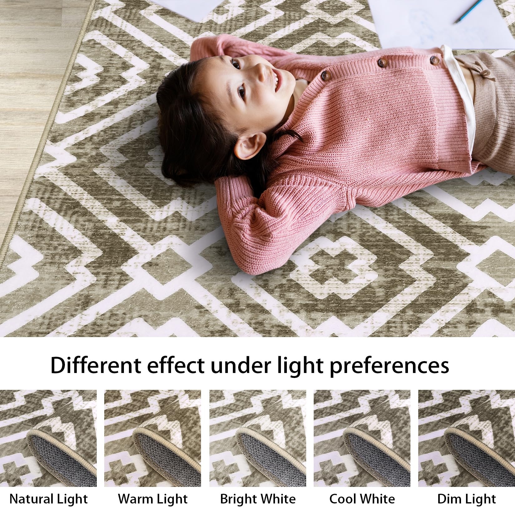 CAROMIO Washable Small Rug Modern Geometric Trellis Entryway Rug Area Rug Stain Resistant Non-Slip Distressed Moroccan Accent Rug for Indoor Front Entrance Kitchen Bathroom, Navy, 2' x 3'