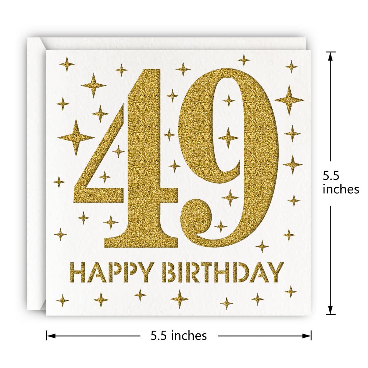 MAGJUCHE Gold 49th Birthday Card, Laser Cut Glitter Woman Man Age 49 Gift For Mother, Father, Sister