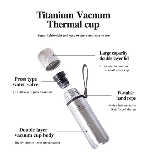 Boundless Voyage Titanium 17 fl oz/510ml Vacuum Water Bottle Double-Walled Lightweight Coffee Bottle Leak-Proof Sport Bottle for Travel Outdoor Office