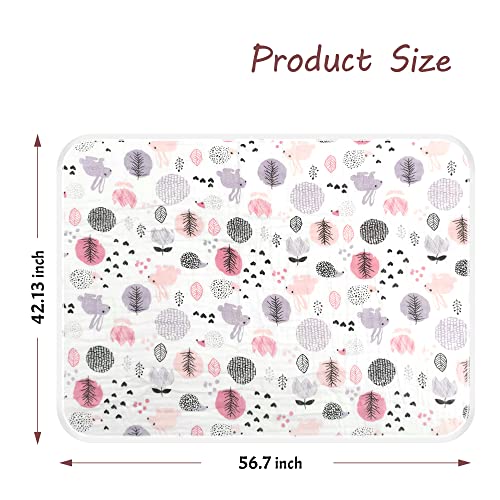 Miracle Baby Muslin Swaddle Blankets Large Cotton Receiving Blanket Nursing Cover 55''x 39''(2 Layers,Rabbit)