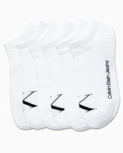 Calvin Klein Women’s Socks – Cushion No Show Socks (6 Pack), Size 4-10, White Monogram
