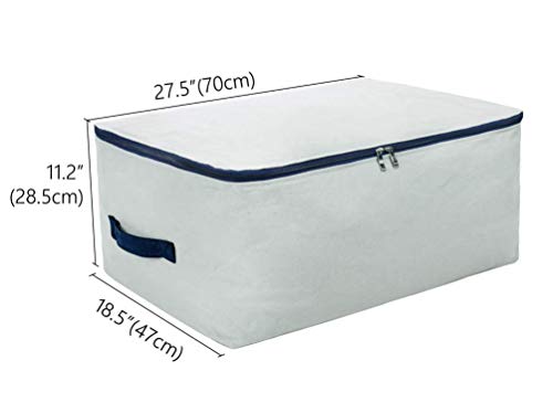 Breathable Canvas Soft Storage Bag with Handles, 2pcs Rigid Folding Storage Bins, Light Gray