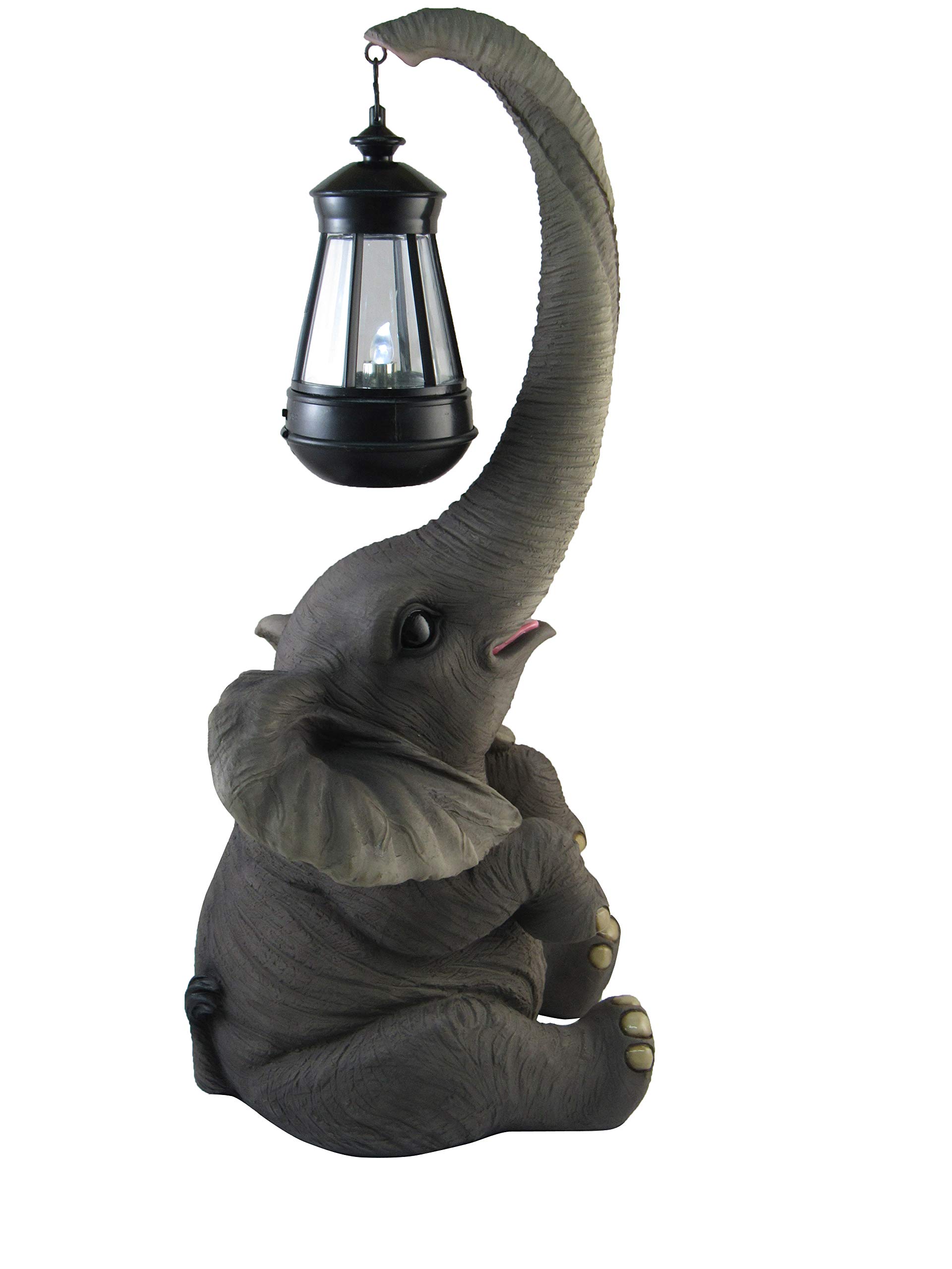 DWK "Lucy Solar Baby Elephant Lantern | Front Porch Decorations for The Home | African Patio and Garden Sculptures | Yard Art | Statues and Figurines - 17"…
