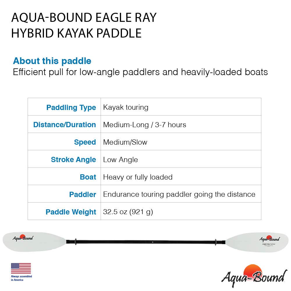 AQUA BOUND EagleRay Hybrid White Fiberglass Blade/Posi-Lok Carbon Shaft, 220 cm