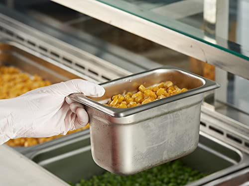 CURTA 6 Pack Anti-Jam Slotted Hotel Pans with Lids, 1/9 Size 4 Inch Deep, NSF Commercial 18/8 Stainless Steel Chafing Steam Table Food Pan with Covers