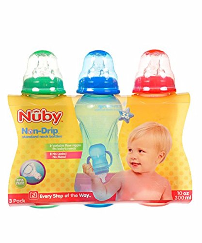 Nuby BPA FREE Bottles- 10oz - 3 Pk- Primary Colors - 3 ct., Size 8 - 10 oz3