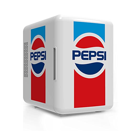 CURTIS MIS138PEP Pepsi Retro Logo, Mini Portable Compact Personal Fridge Cooler, 4 Liter Capacity Chills Six 12 oz Cans, 100% Freon-Free & Eco Friendly, White, 6