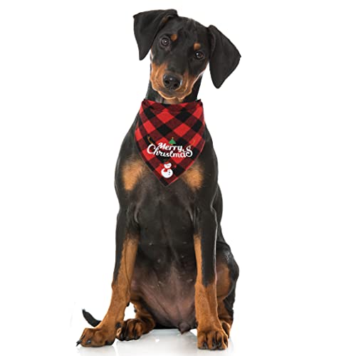 Christmas Dog Plaid Bandana Triangle Bib Set Scarf Accessories for Pet Dogs Cats