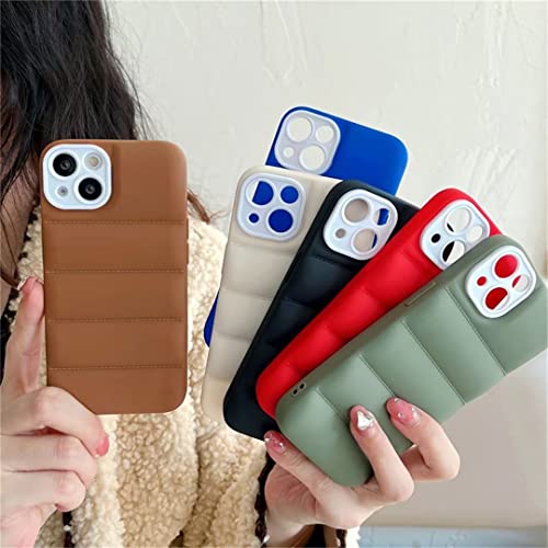 Case for iPhone 14 Pro,Luxury Down Jacket Design Soft Unzip Sofa Silicone Puffer Touch Cloth Full Portection Shockproof Girls Women Phone Case for iPhone 14 Pro,6.1 inch 2022 (Brown)