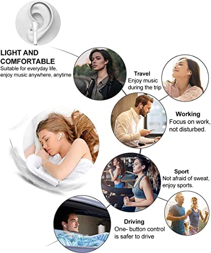CSL-Computer Wireless Earbuds Air Buds PodsBluetooth 5.3 Headphones Noise Cancelling Bud Pro Stereo Ear pods in-Ear Built-in Mic IPX7 Waterproof for iPhone/Samsung/Android WhiteairPods (Rro12)