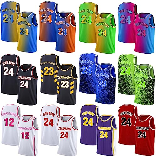 Custom Basketball Jersey Team Name Number Personalized Practice Shirt for Men Youth Kids Boys College University, S~4XL