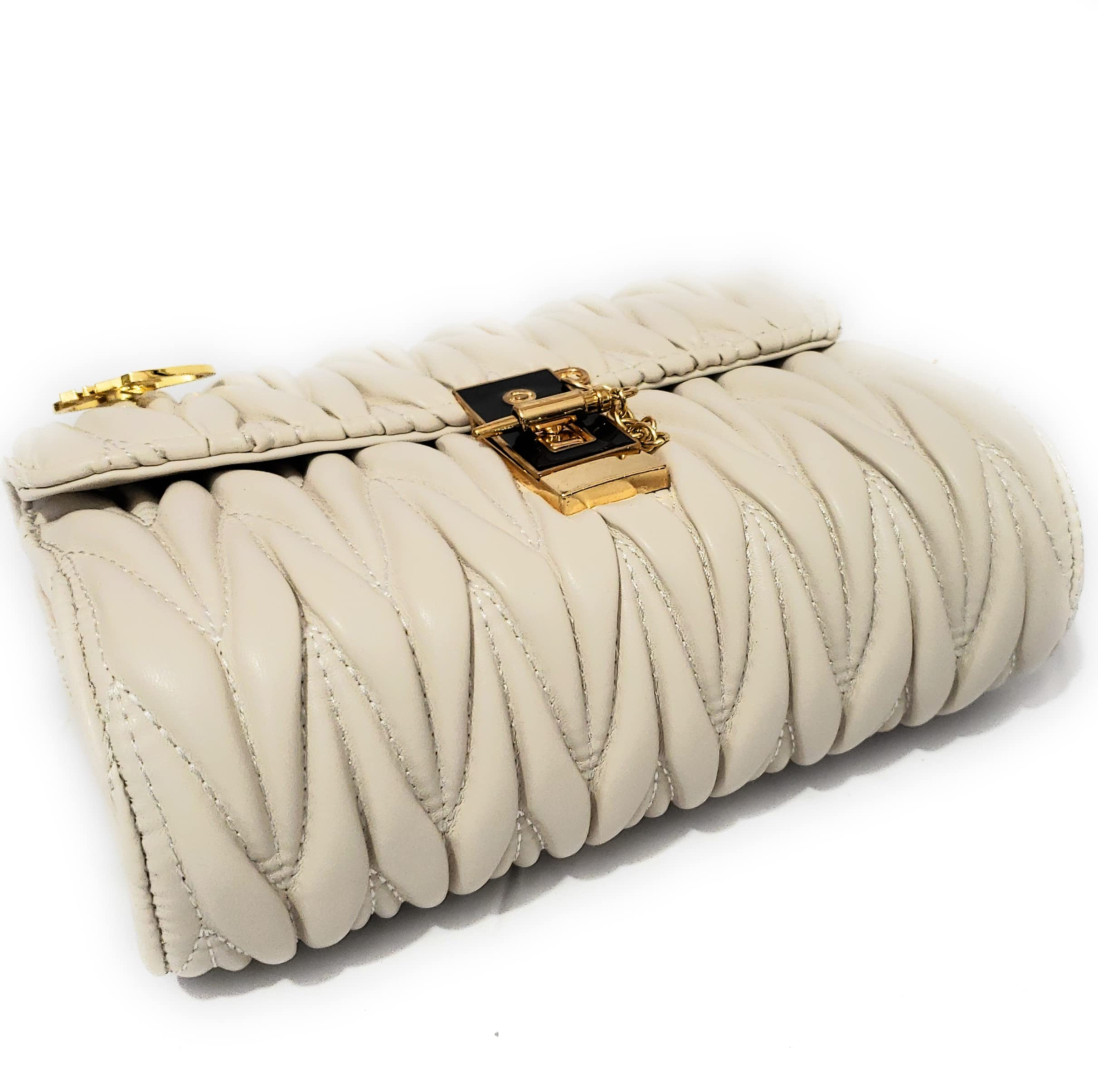 MariaKinz Crossbody/Shoulder Small Bag and Phone Holder Purse Convertible Chain Strap (Cornforth White)
