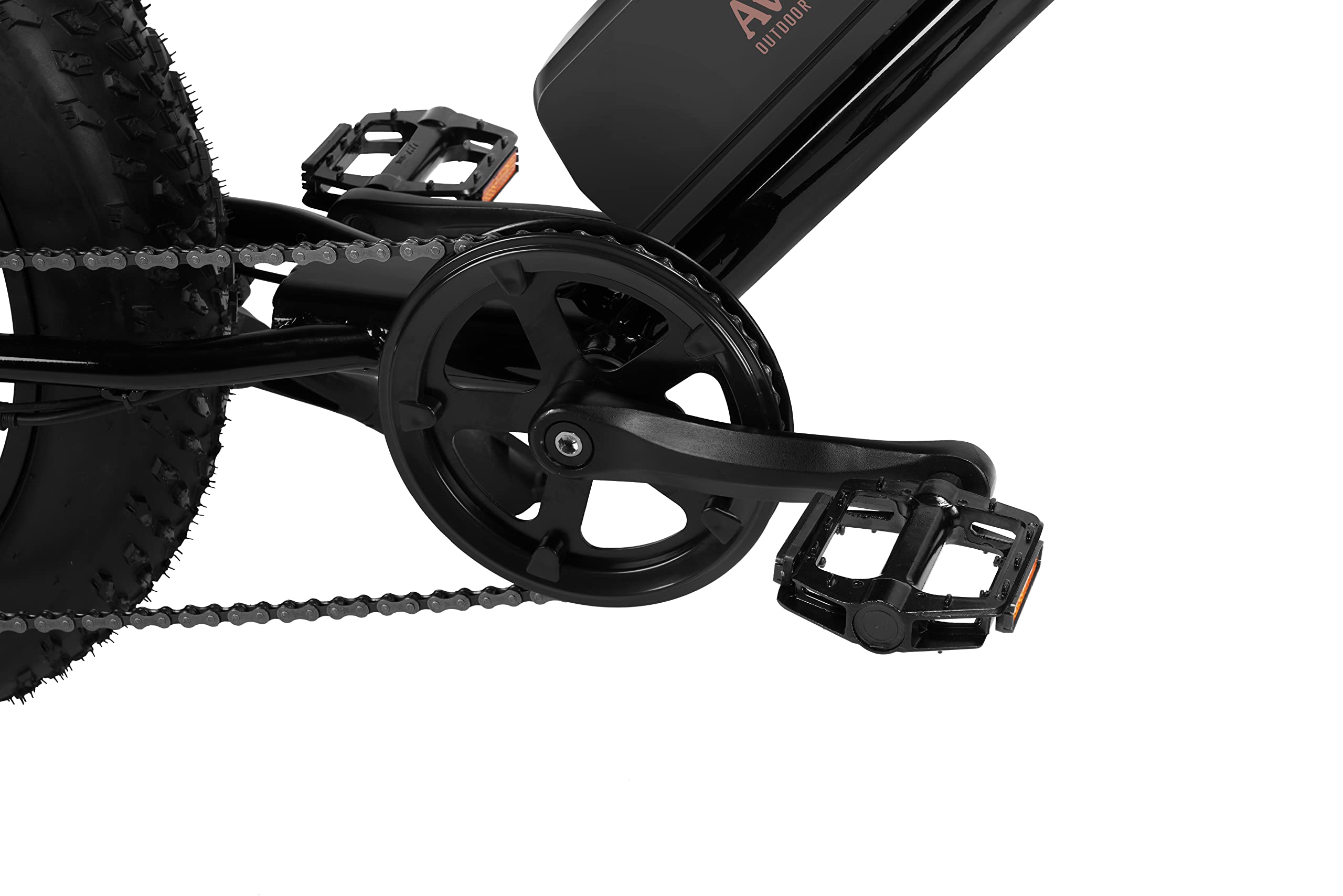 Avalanche Big Bear Electric Bike, 4-Inch Wide Tires, Shimano 6-Speed E-Bike, Black, M / 5`4″-6`2″