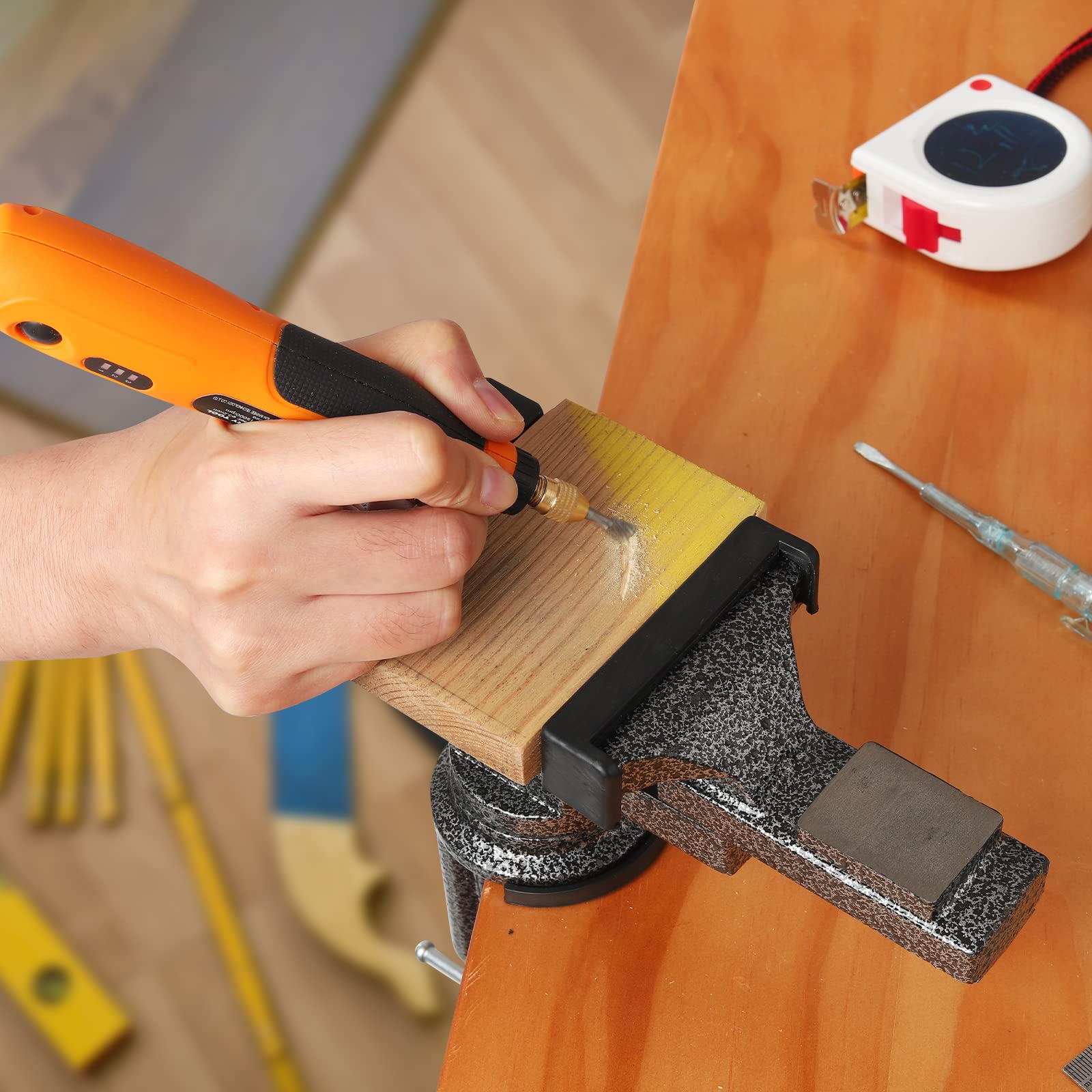 Bench Vise, ๐๐ข๐ซ๐๐ช๐๐ ๐ ๐ถ๐ป๐ถ ๐๐ฒ๐ป๐ฐ๐ต ๐๐น๐ฎ๐บ๐ฝ for Workbench, 2.9 inch Swivel Table Vise for Small DIY Projects, Handcraft Creations, Woodworking, Sculpting and Modeling