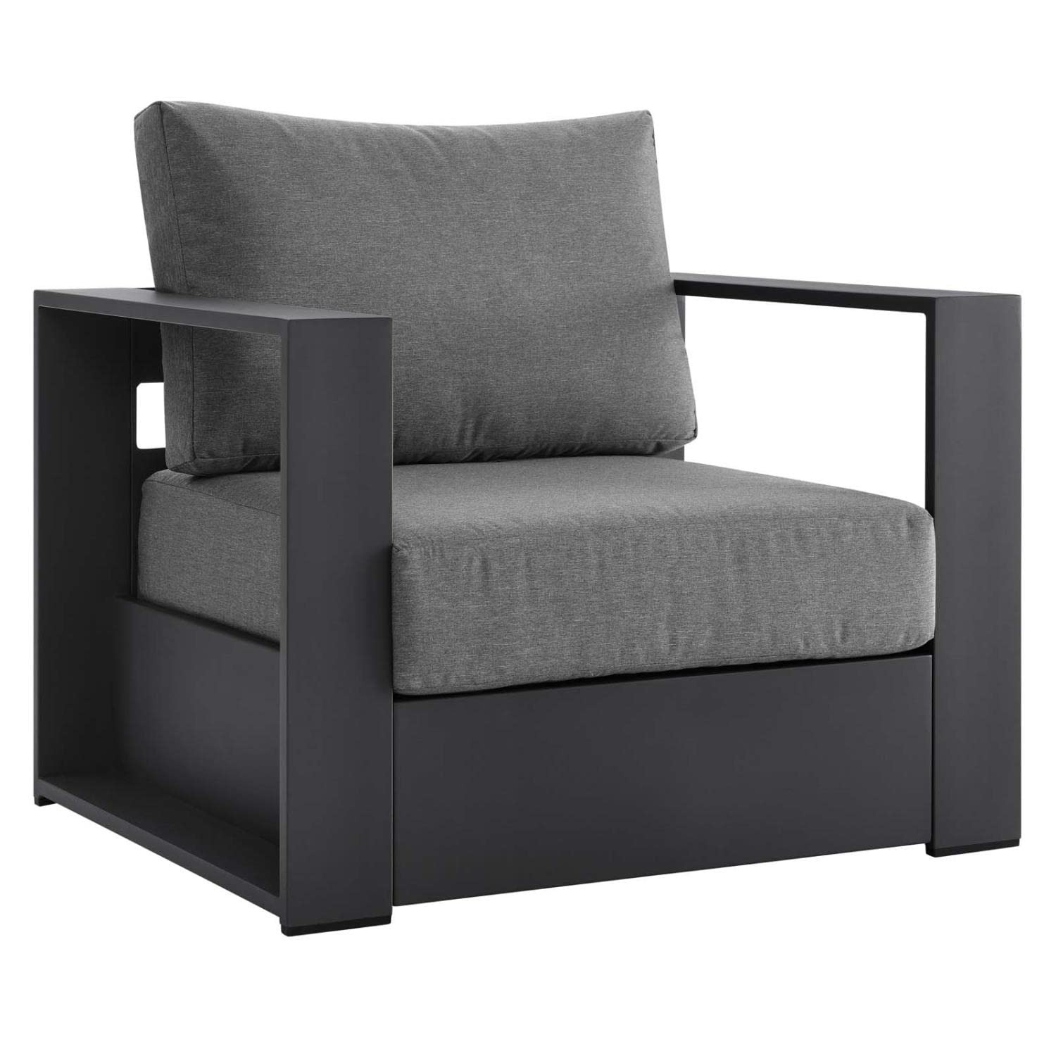 Modway Tahoe 4-Piece Fabric/Powder-Coated Aluminum Outdoor Set in Charcoal/Gray