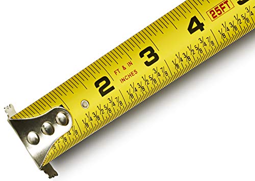 Benchmark - 3 Pack - 25 ft Tape Measures - Easy to Read Fractions to 1/8th inch - Magnetic Claw Tip - Thumb and Quick Lock - Autowind - Belt Clip