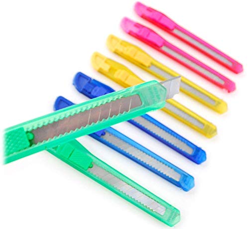 Box Cutter / Hobby Retractable Lock Utility Knife with Snap off Razor Sharp Blade Great Knife for Cutting Thin Boxes, Craft Paper, Packaging Tape, and Much More (24)