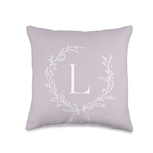Cute Monogram Letter Design Lavender Purple Capital Letter L Monogram Initial L Throw Pillow, 16x16, Multicolor